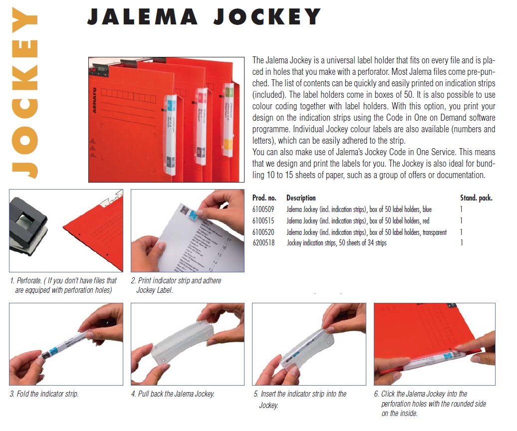 Jalema Jockey, box 50 items 6100520 Inc.indication strips CLEAR : Joyce ...